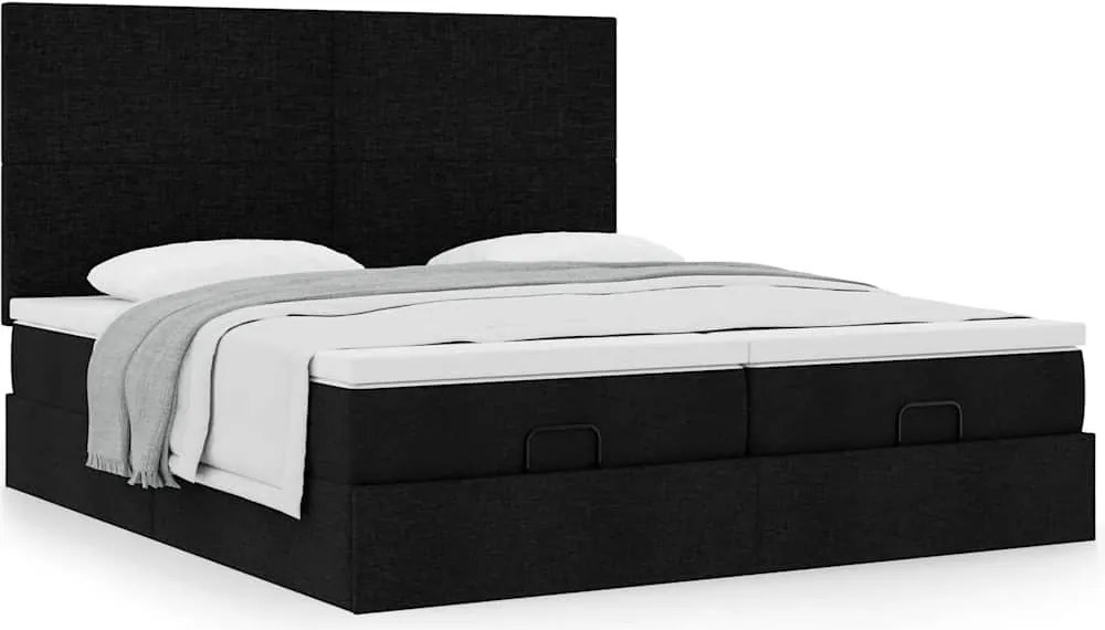 Osmanský rám postele s matrací černá 180x200cm textil 3313673