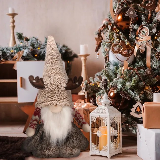 Vánoční dekorace elf béžová 55 cm