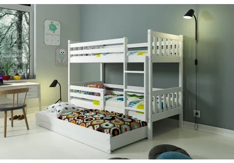Patrová postel CARINO s přistýlkou včetně matrací (Bílá)