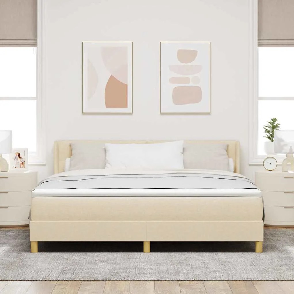 Postel s boxspringem s čelo Krémová 200 x 180 cm textil 3341312