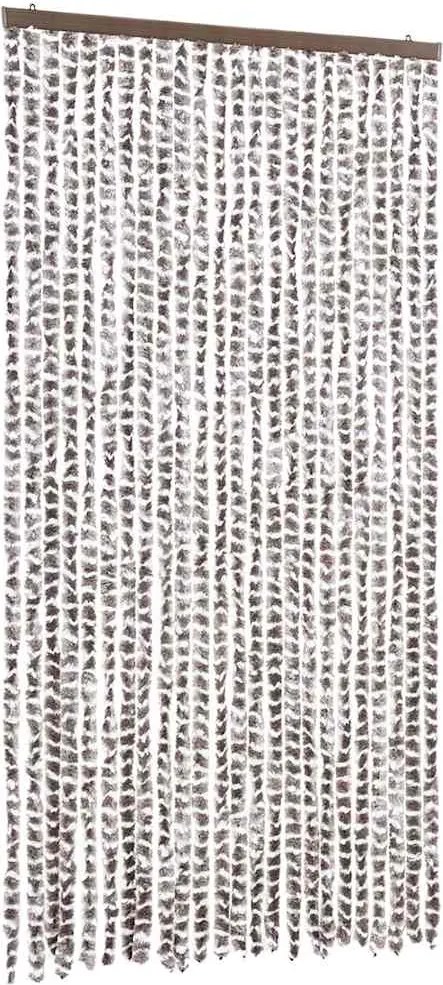 Závěs proti hmyzu taupe a bílý 100 x 220 cm Chenille 325462