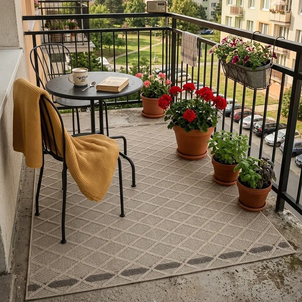 Ayyildiz, Kusový koberec Patara 4953 Beige – na ven i na doma, 80x250, béžová, chodba / předsíň