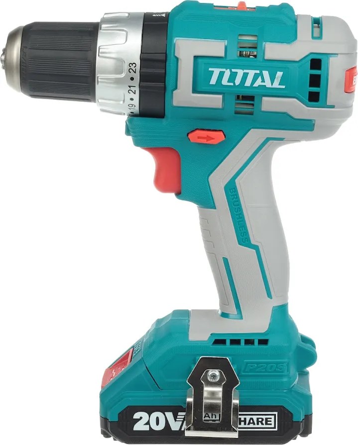 Vrtací šroubovák aku s příklepem, Brushless, 2000 mAh, industrial TOTAL TIDLI20608