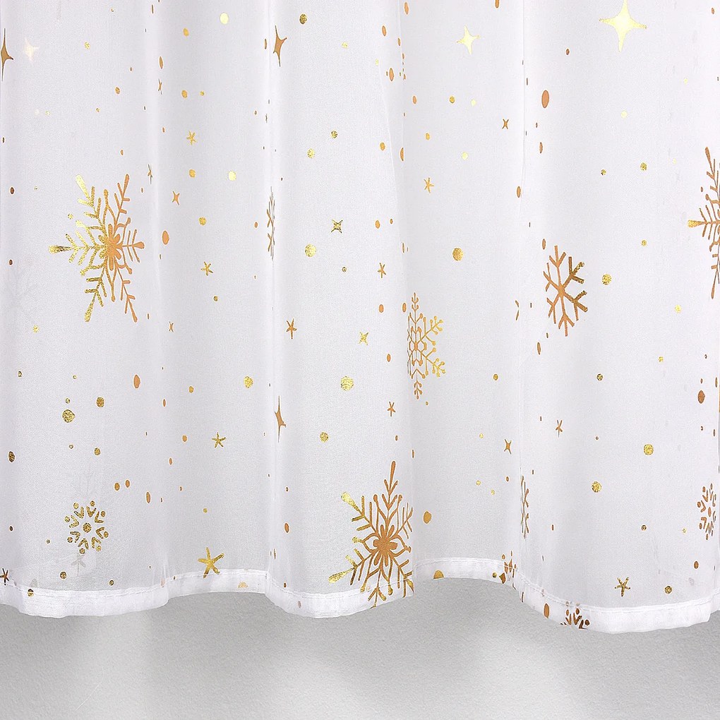 Vánoční dekorační krátká záclona s řasící páskou WINTER TIME bílá/zlatá 400x150 cm MyBestHome