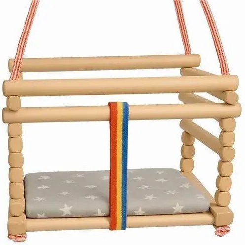 Dětská houpačka buková Baby Mix přírodní + polštářek