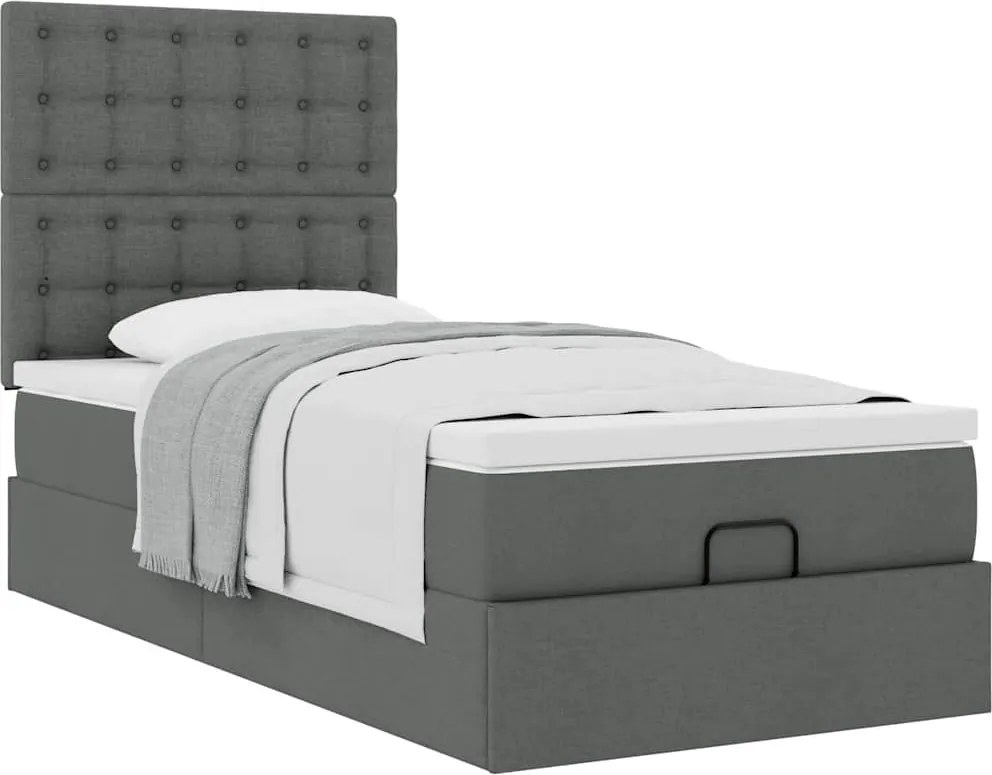 Osmanský rám postele s matrací tmavě šedá 100x200cm textil 3313300