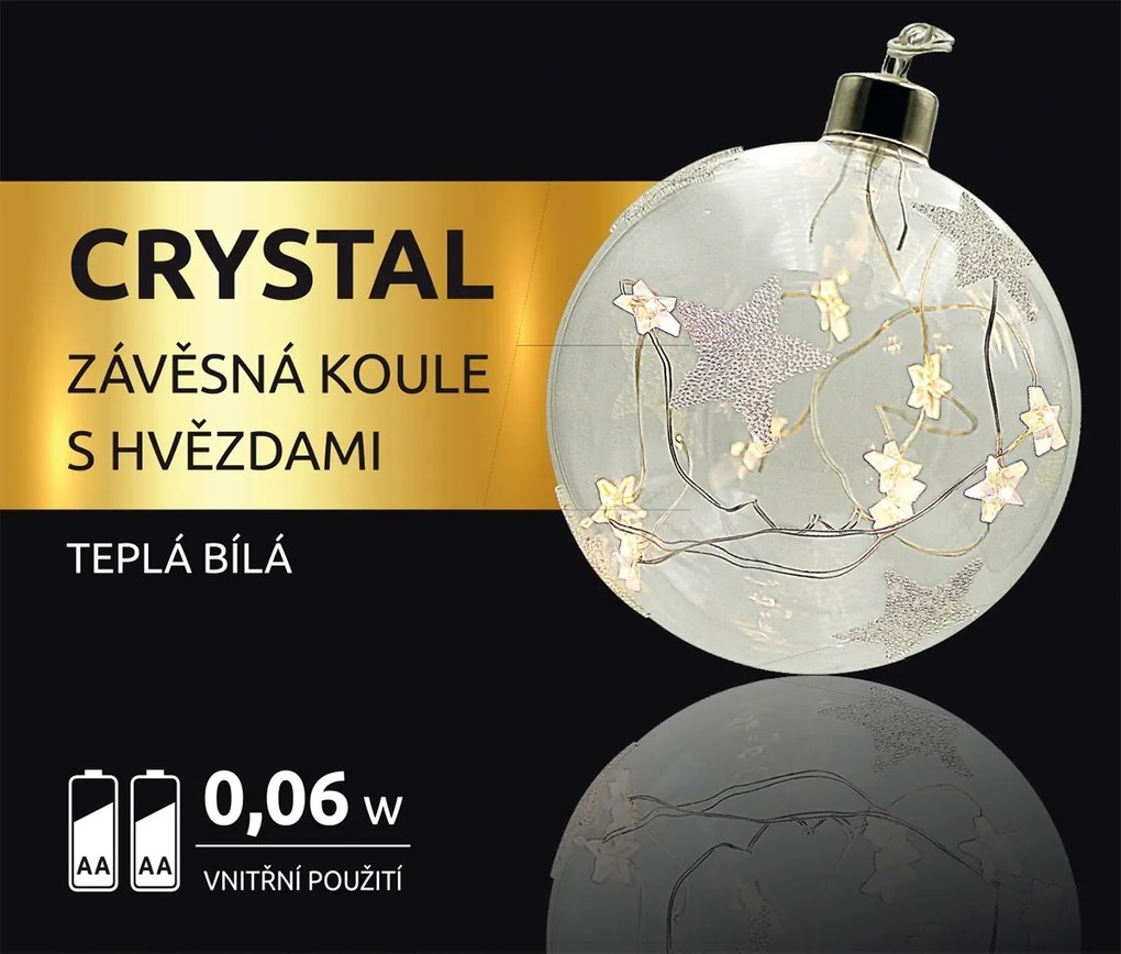 Marimex | Crystal závěsná koule s hvězdami 10 LED | 18000317