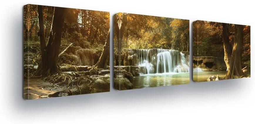 GLIX Obraz na plátně - Lesní Vododpády 3 x 25x25 cm
