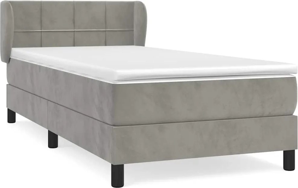 Box spring postel s matrací světle šedá 80 x 200 cm samet 3127457