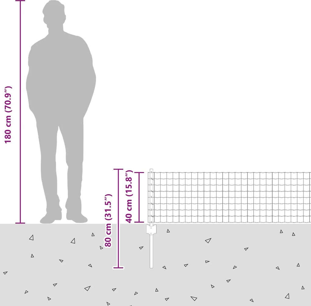 Euro plot s pilotem 25 x 1 m Pozinkovaná ocel Stříbrná Síťovina 3336199
