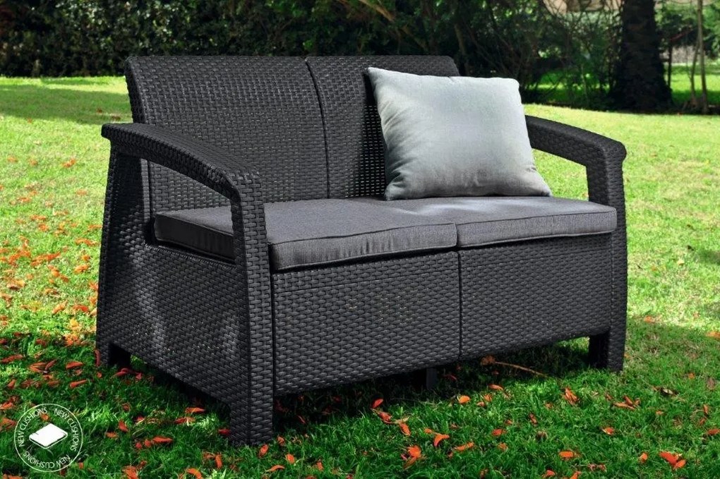 Keter Zahradní nábytek Keter Corfu love seat dvousedačka grafitová KT-610345