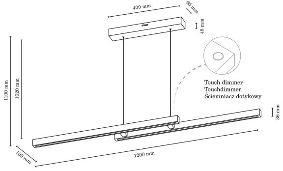 Spot-Light 1519674 - LED Stmívatelný lustr na lanku SMAL 2xLED/22,5W/230V
