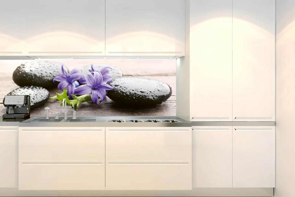 DIMEX | Fototapeta do kuchyně Lávové kameny KI-180-173 | 180 x 60 cm | fialová, béžová, černá