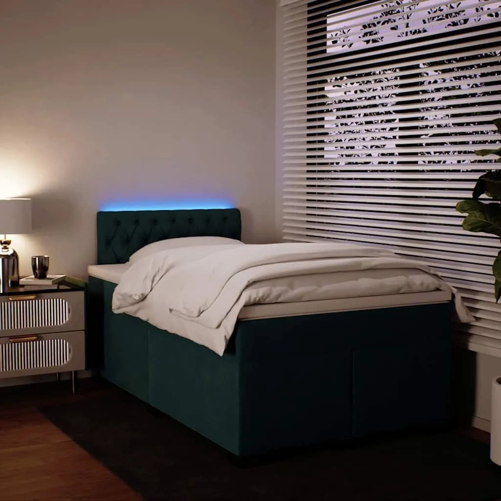 Box spring postel s matrací tmavě zelená 120 x 200 cm samet 3288591