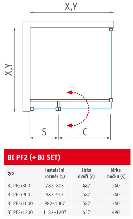 Roth ELEGANT NEO LINE BI PF2+BI SET Jednokřídlé sprchové dveře + set profilů BI SET 80 cm Profil: Lesk, Sklo: Hladké čiré