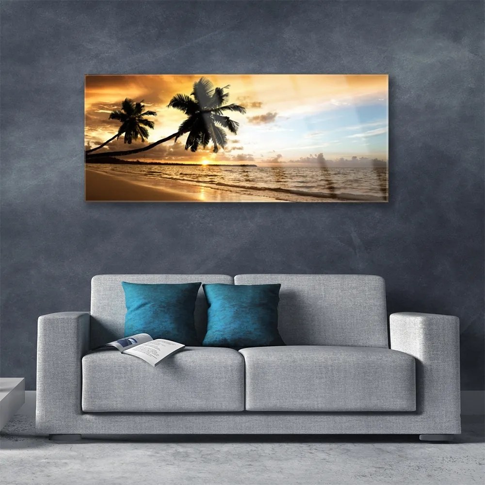 akrylový obraz Palma Stromy Pláž Krajina 125x50 cm