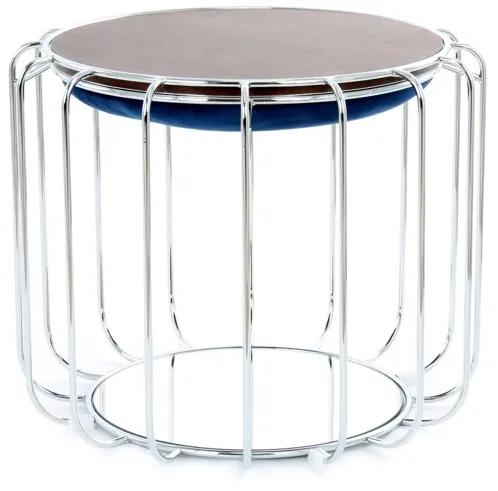 Kayoom Odkládací stolek / Pouf Comfortable 110 tmavě modrá / stříbrná