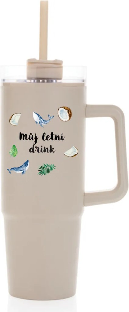 Personalizovaná cestovní termoska s průhledným víčkem s letním mixem