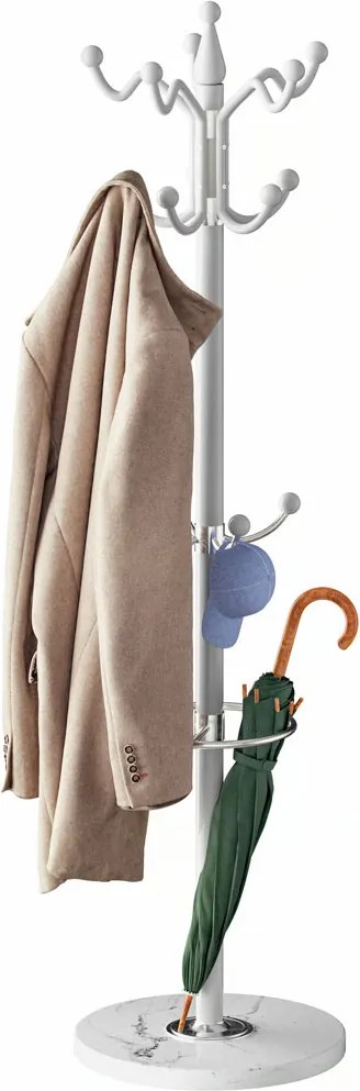 Stojanový věšák TENZY s mramorovým podstavcem, 37x173cm, bílá Casaria
