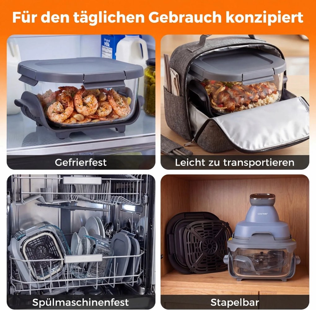 Costway Přenosná vzduchová fritéza 6-in-1 Fritování a pečení na vzduchu 4 L