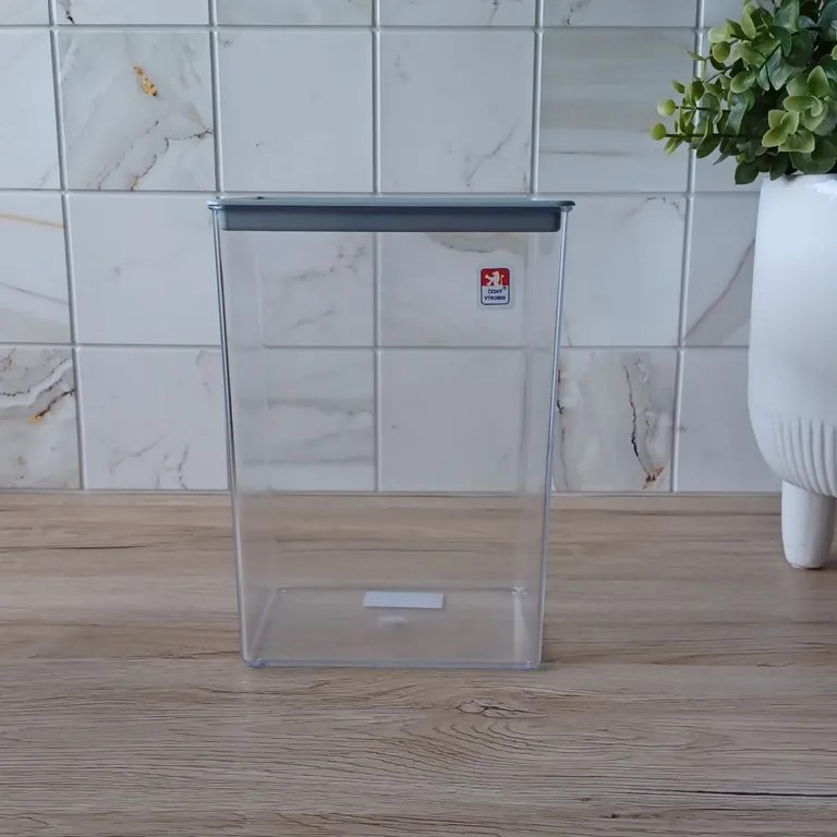 DÓZA NA SUCHÉ POTRAVINY 1 500 ml – vysoká, průhledná | DomaLEP varianta: ŠEDÁ