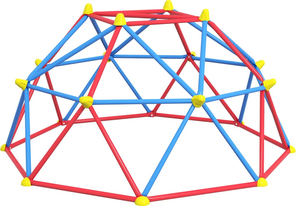Outsunny Geometrická Lezecká Dómová Struktura pro Dětské Hřiště pro Děti ve Věku 3-8 let s UV-Odolným Kovovým Rámem, Nosnost 180 kg pro Zahradu, Pati…