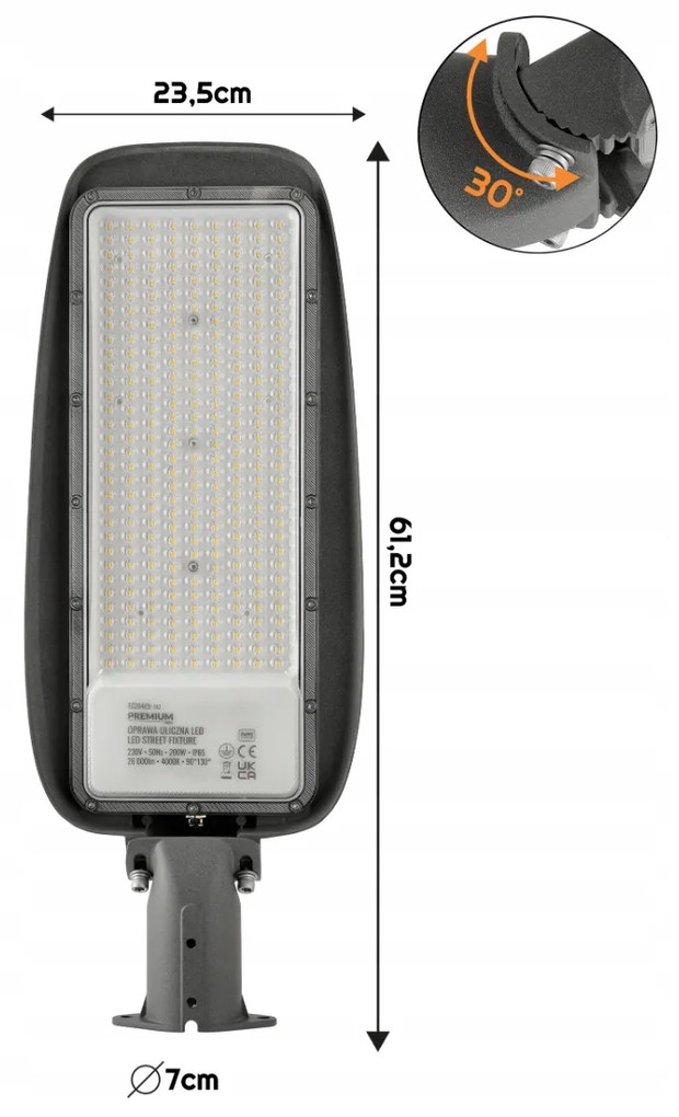 ECOLIGHT LED pouliční lampa 200W 26000lm IP65 studená bílá 6500K - Eco Light