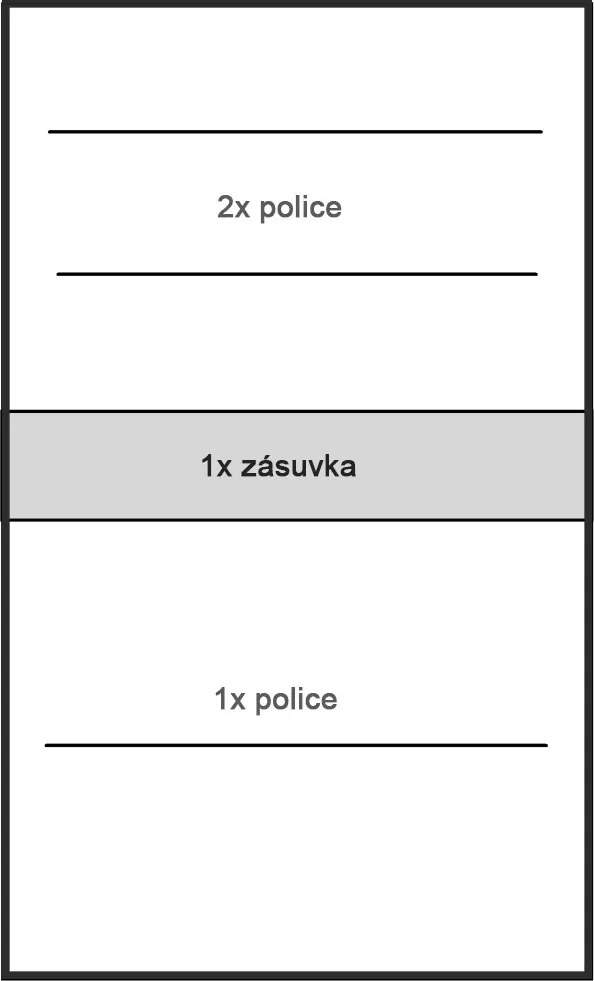 MEDIOLAN | vitrína M3 s policemi a zásuvkou | 92,2 cm | natural hikora