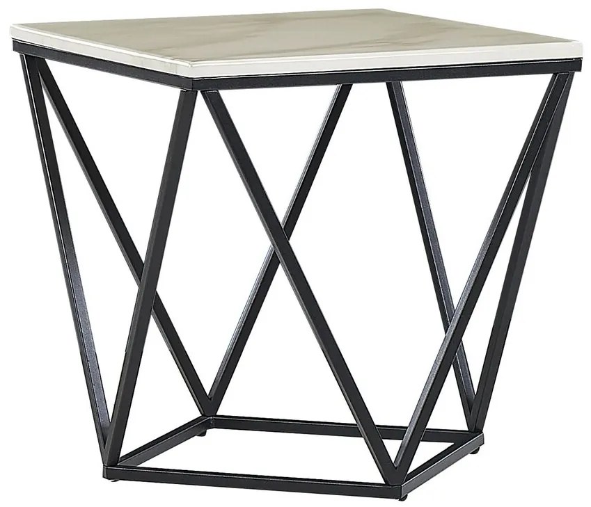Odkládací stolek s mramorovým vzhledem béžový/černý MALIBU Beliani