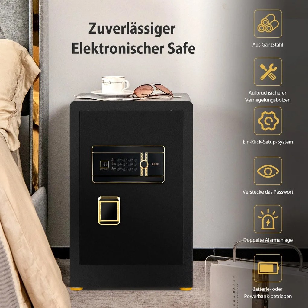 Costway Trezor Tresor 42,5 L skříňový trezor ocelový domácí trezor s digitální