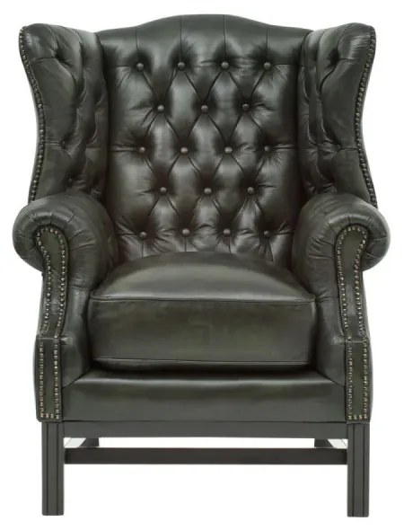 Massive home | Luxusní křeslo Chesterfield Kingsfield z pravé kůže - zelené