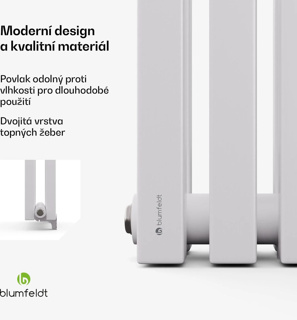 Blumfeldt Radiátor Delgado | moderní design | 25 x 120 cm | 942 W | středové připojení