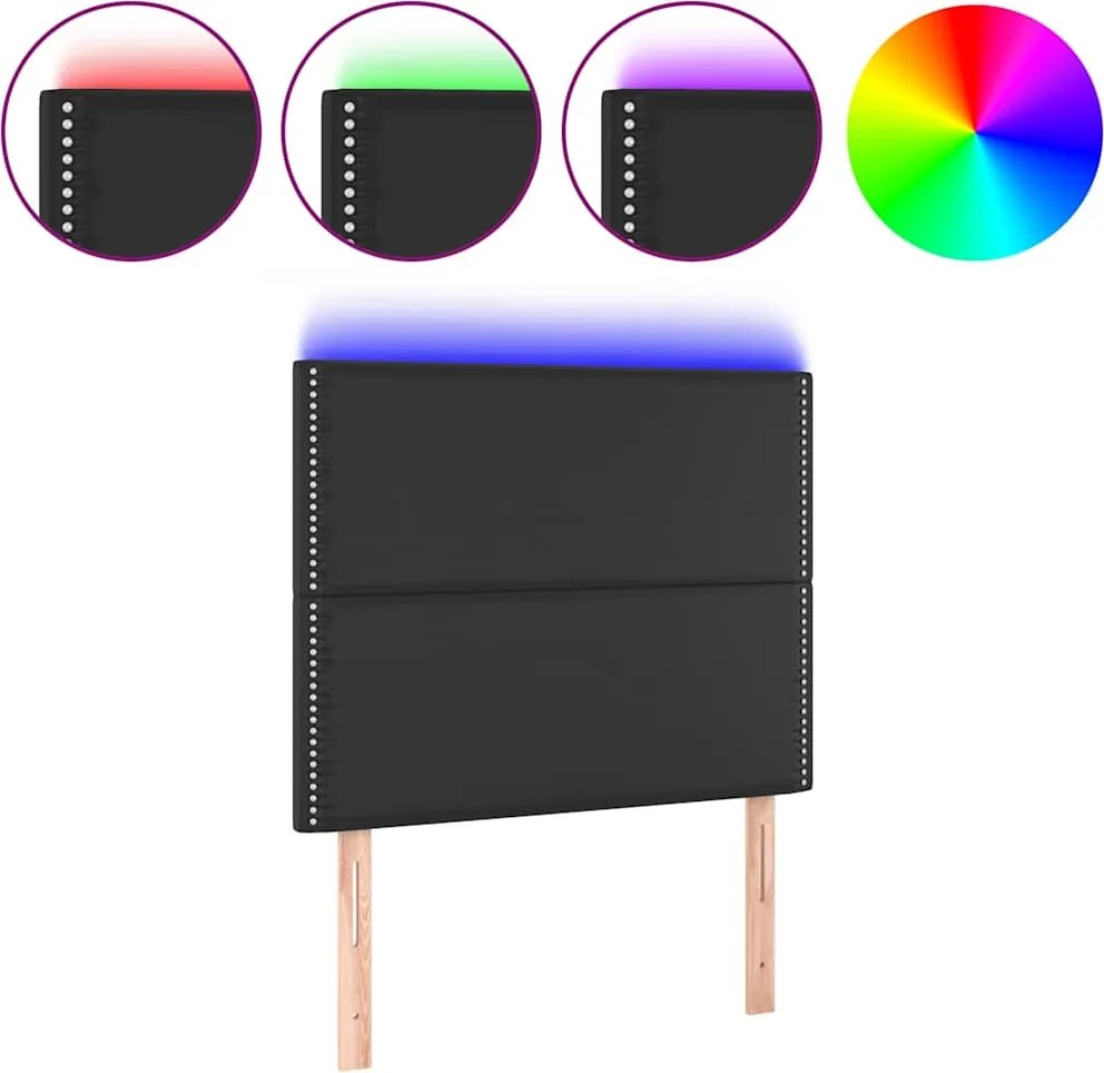 Čelo postele s LED černé 100x5x118/128 cm umělá kůže 3122368
