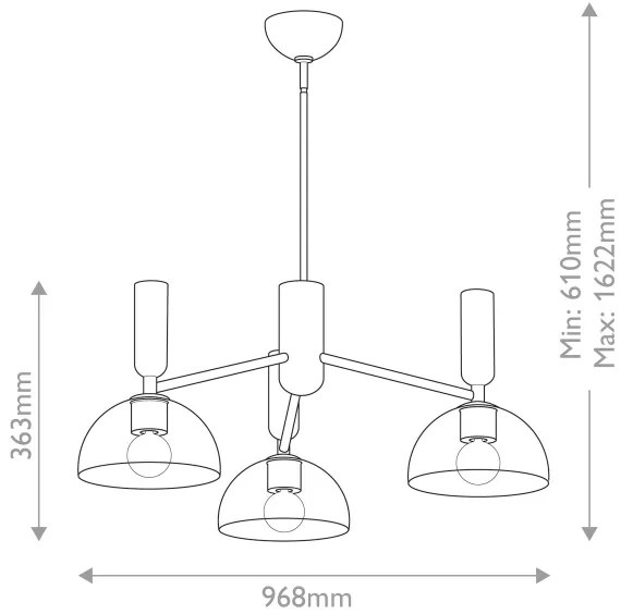 Alora Mood ALM-JUDE3-MB-CL - Lustr na tyči JUDE 3xE27/60W/230V černá
