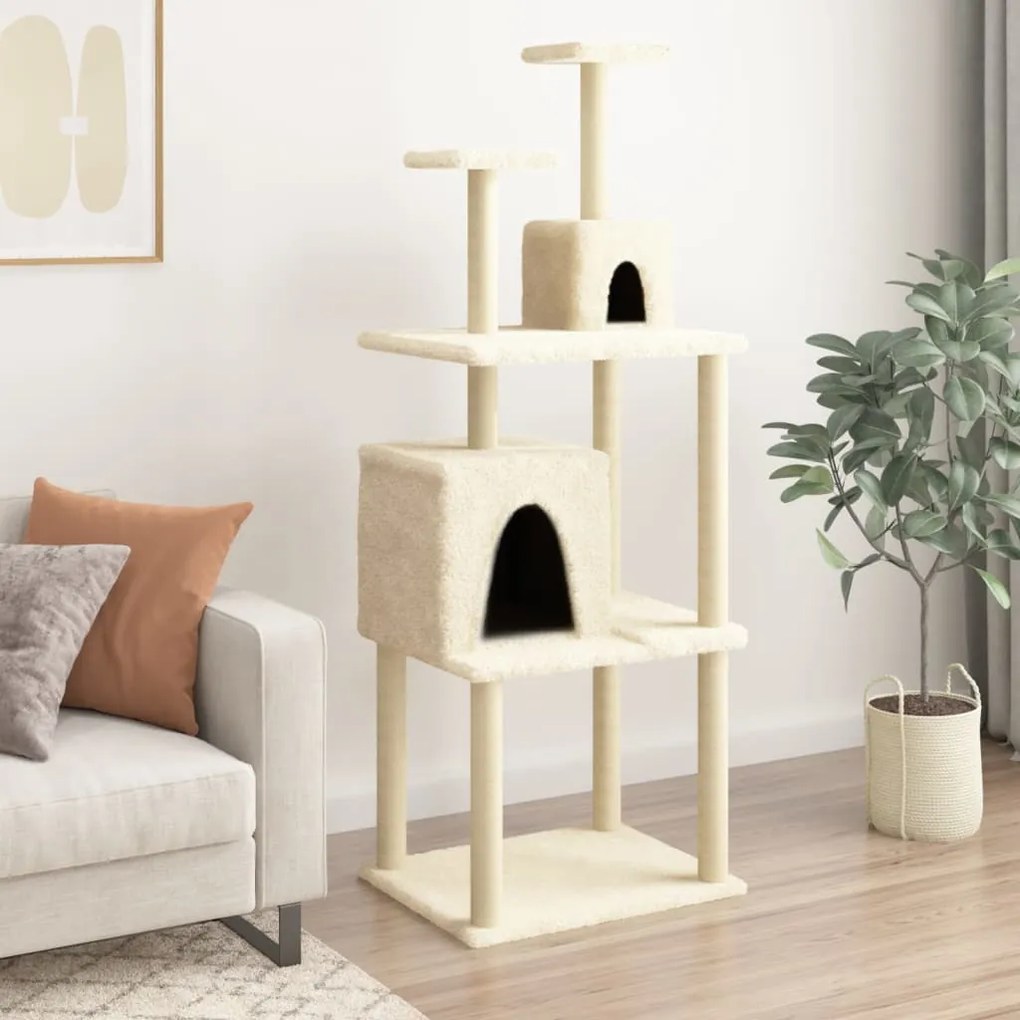 Škrabadlo pro kočky se sisalovými sloupky krémové 167 cm 172067
