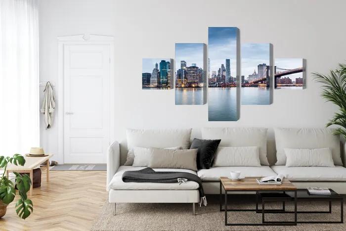 Vícedílný obraz Panoramatický Výhled Na Město New York Nedostatek Nedostatek Přírodní plátno 150x90