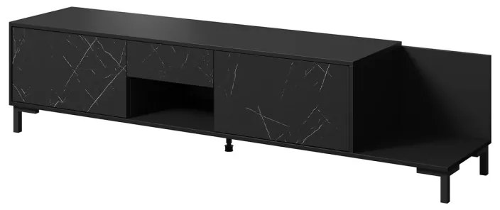 TV stolek Sopeleto 2D1S1K, Barva: černá/černý mramor