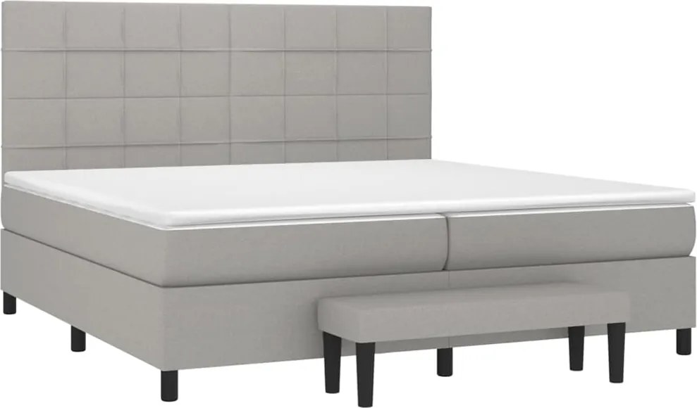 Box spring postel s matrací světle šedá 200 x 200 cm textil 3136621