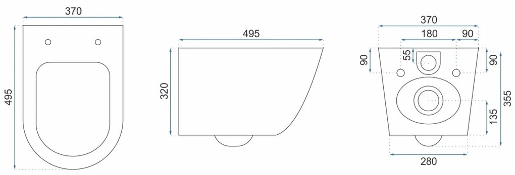 Závěsná WC mísa Rea Carlo Mini Rimless Flat černá matná