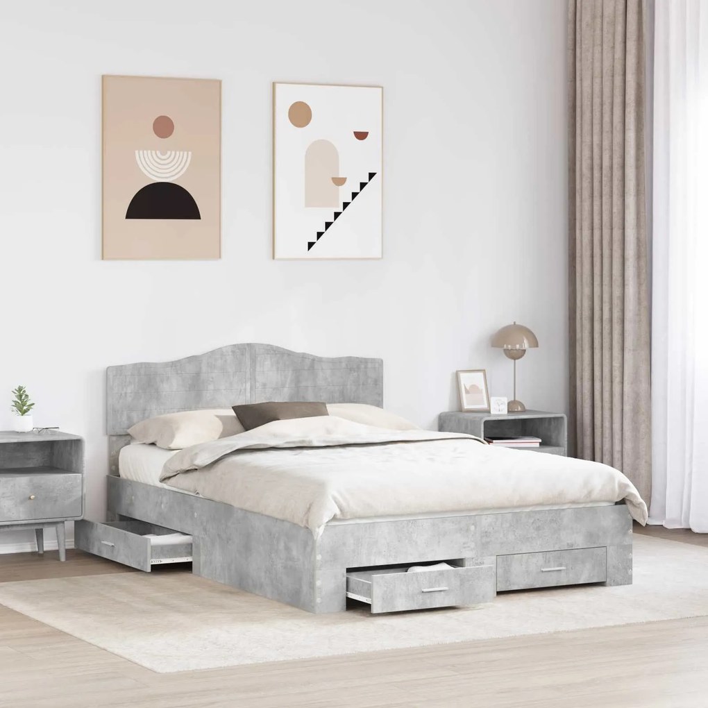 Rám postele s čelo Betonově šedá 160 x 200 cm Kompozitní dřevo 3413171