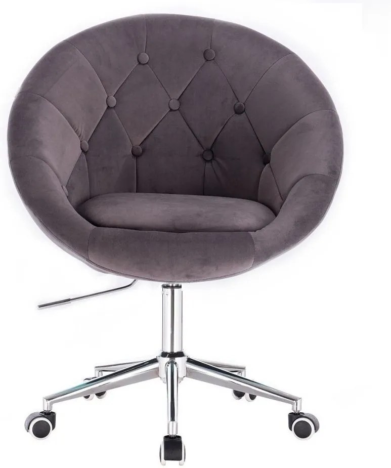 LuxuryForm DESIGN Otočné křeslo VERA VELUR na stříbrné podstavě s kolečky - tmavě šedé