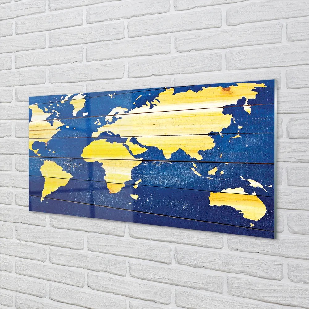 Skleněný panel Map na modré desky 100x50 cm