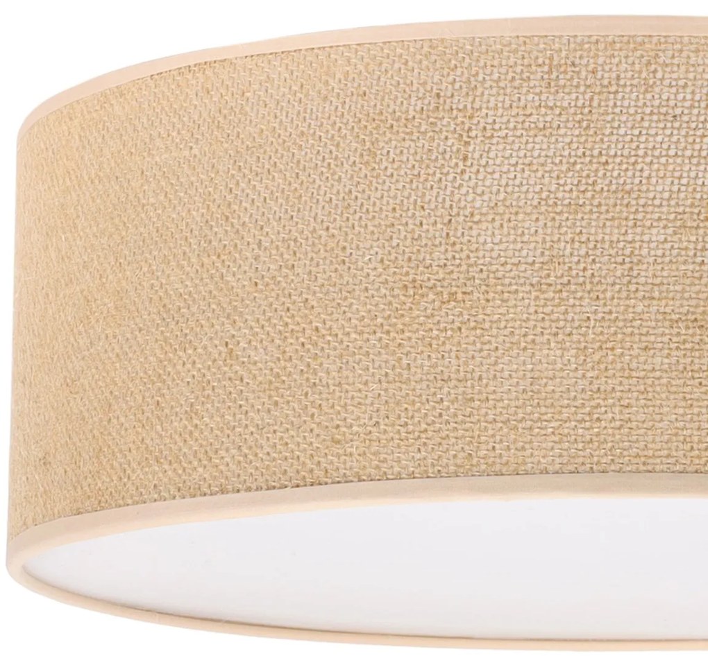Stropní svítidlo Juta, 1x jutové stínítko, (bílé plexisklo), (fi 40cm)