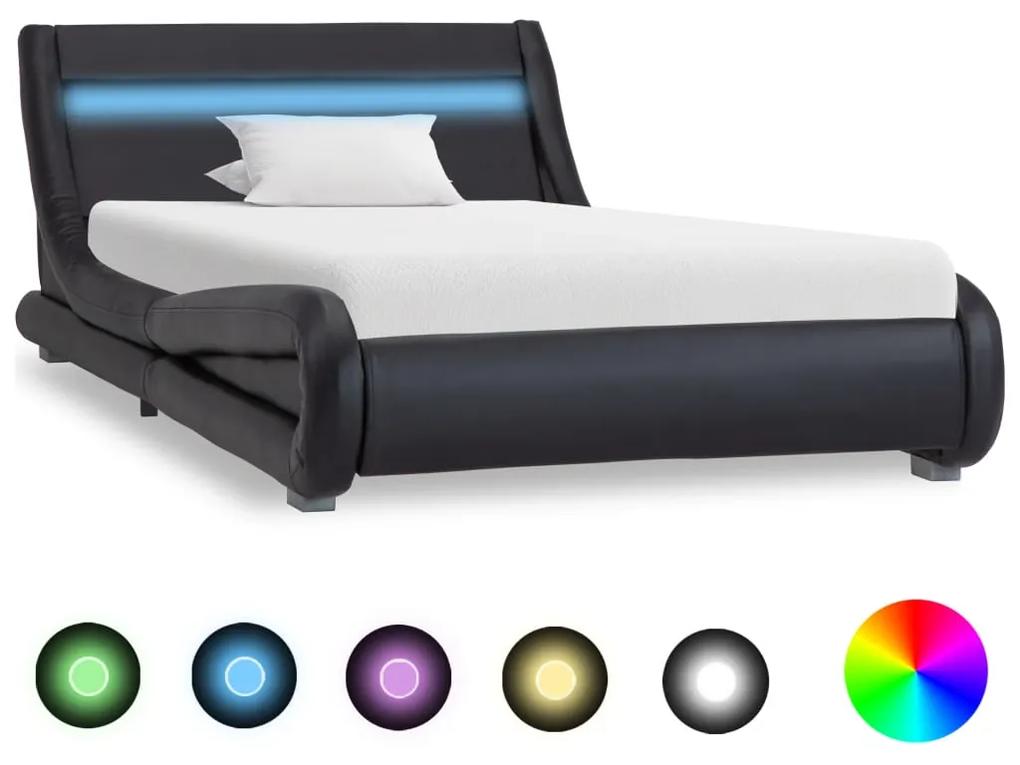 Rám postele s LED světlem černý umělá kůže 90 x 200 cm,  285726