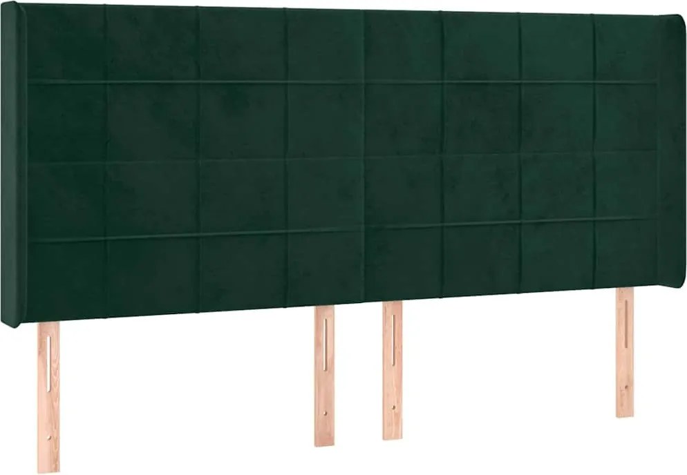 Box spring postel s matrací a LED tmavě zelená 160x200 cm samet 3139574