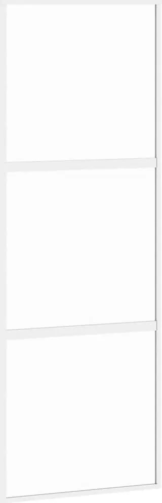 Posuvné dveře bílé 76 x 205 cm tvrzené sklo a hliník 155204