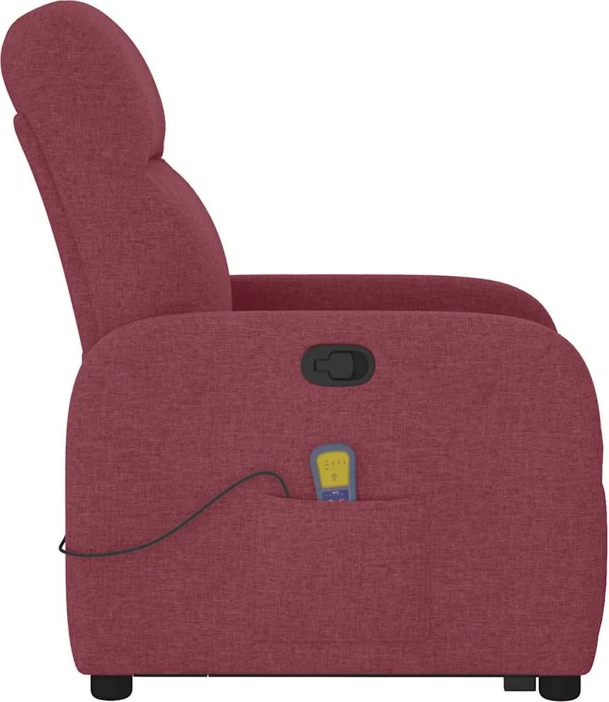 Zvedací masážní polohovací křeslo vínové textil 3302985