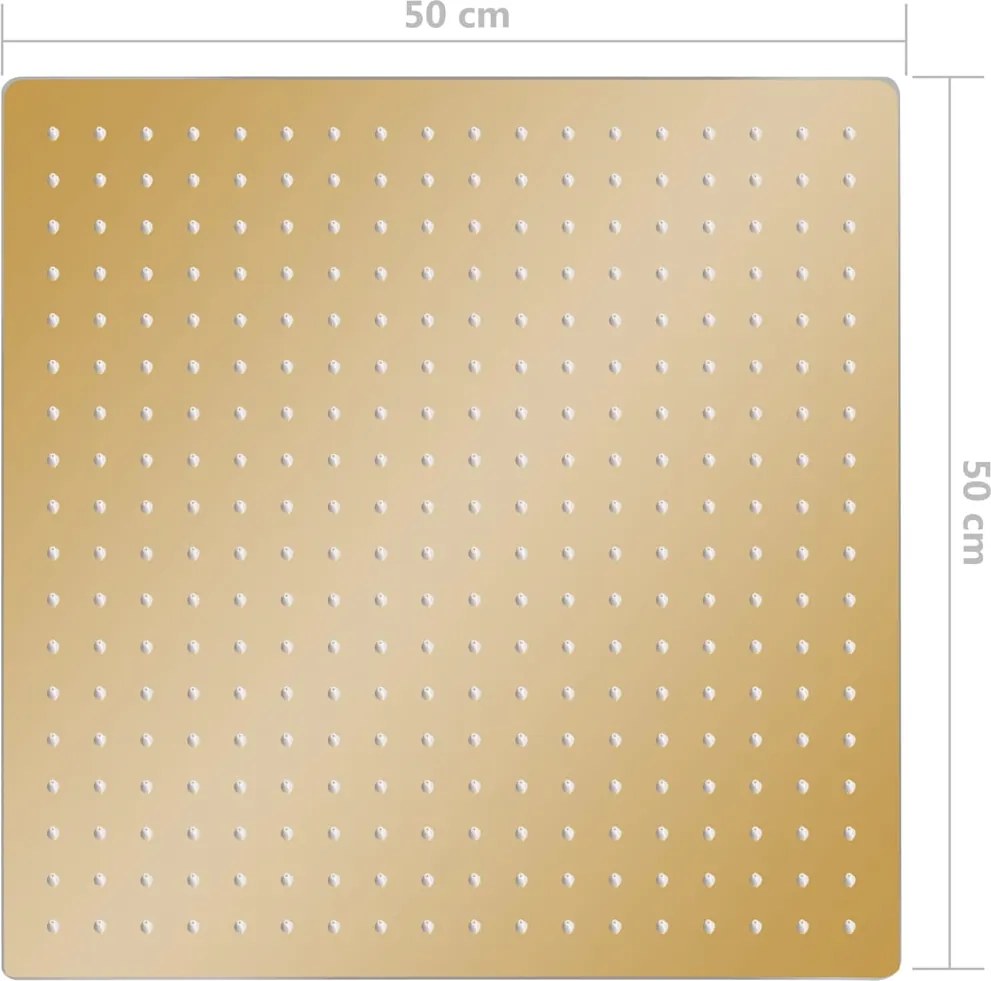 Dešťová sprchová hlavice nerezová ocel 50x50 cm čtvercová zlatá 147712