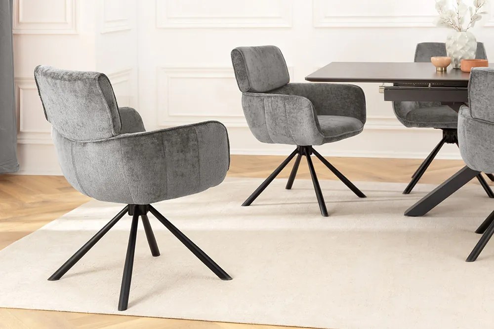 Designová otočná židle Parthenia šedá