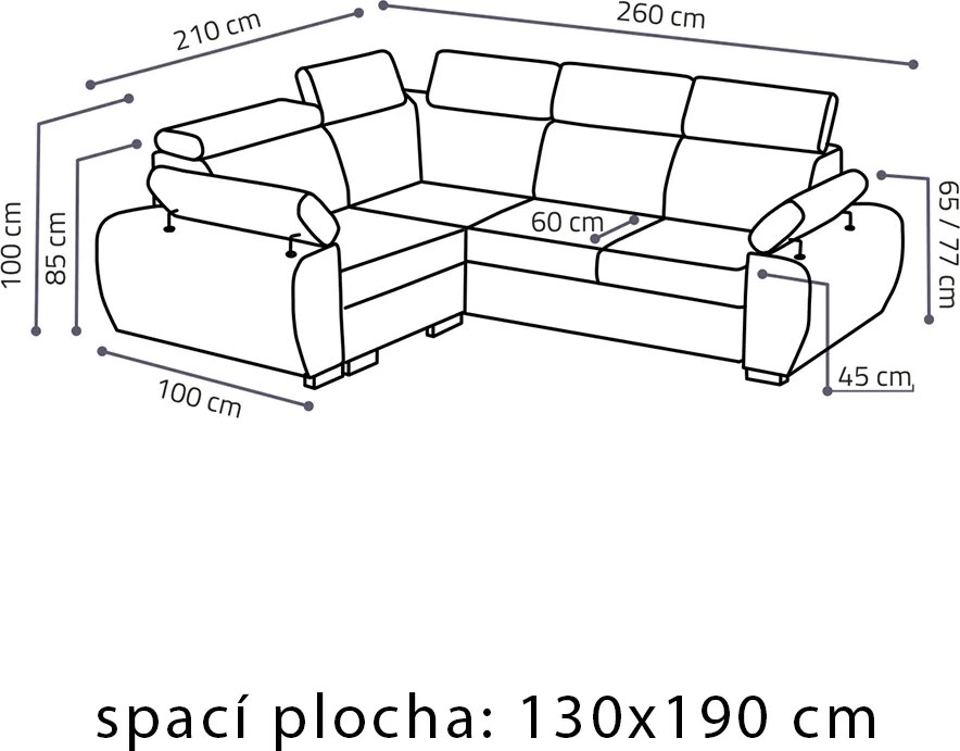 Sedací souprava BASTON | 210x260 cm | rozkládací + úložný prostor | VÝBĚR TKANIN